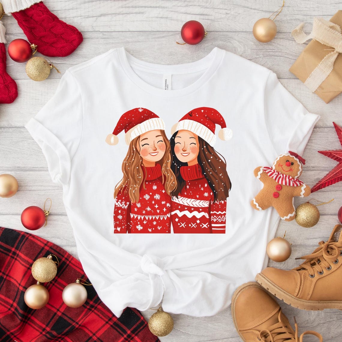Christmas Besties Clipart | Cute Best Friends PNG Bundle - Etsy