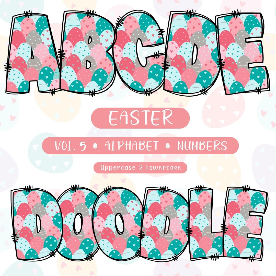 Easter Doodle Letters Alphabet PNG Vol. 5 | Easter Clipart | Alpha ...