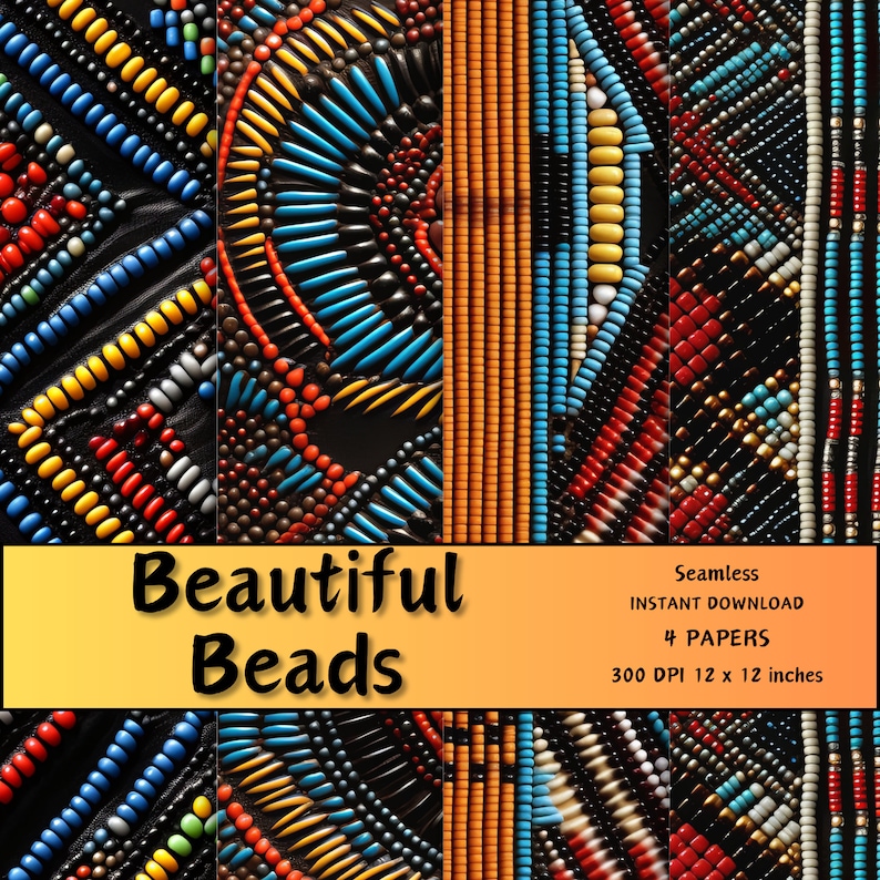 Native American Beadwork Digital Paper for Card Making Scrapbook ...