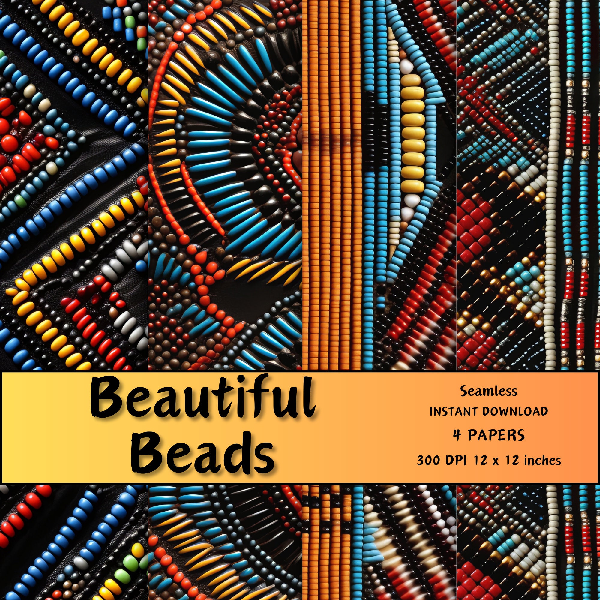 Native American Beadwork Digital Paper: 12x12 Scrapbook Designs ...