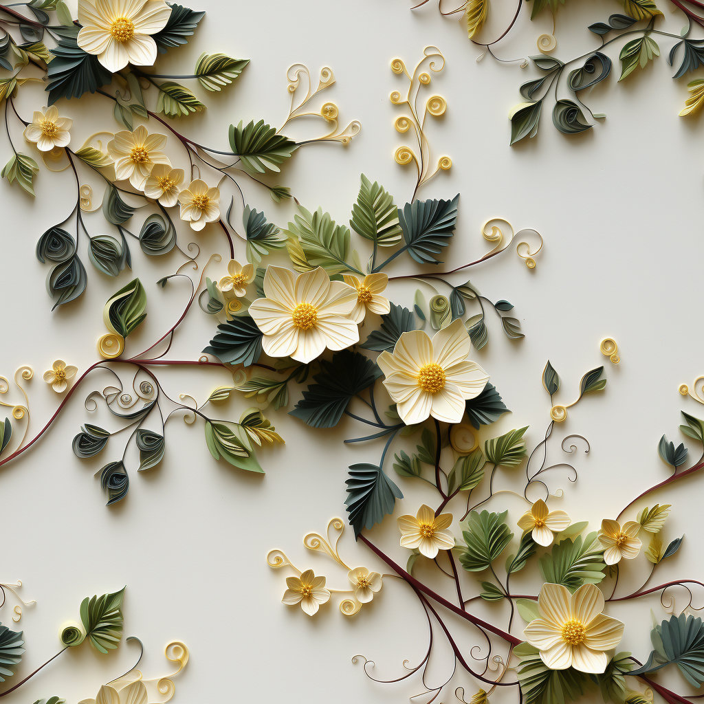 Quilling Art Ivy Vine Pattern Set Seamless Digital Paper for DIY Crafts ...