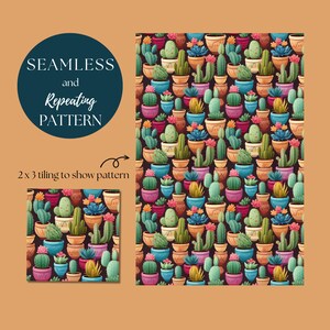Cactus Craft Digital Paper, Seamless Southwest Decor, DIY Scrapbooking ...