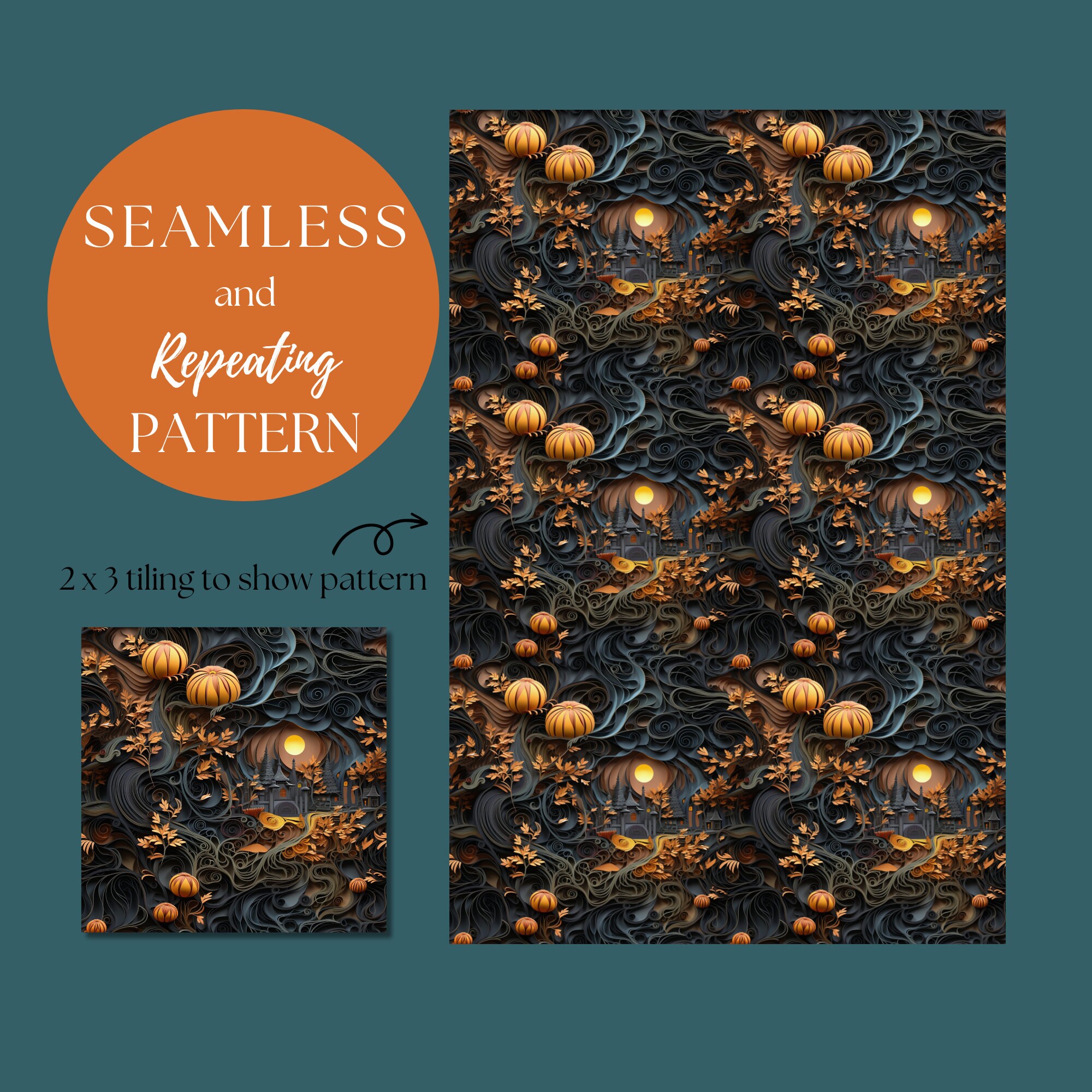 Halloween 3D Papercraft Quilling Digital Paper, Printable Pumpkin ...
