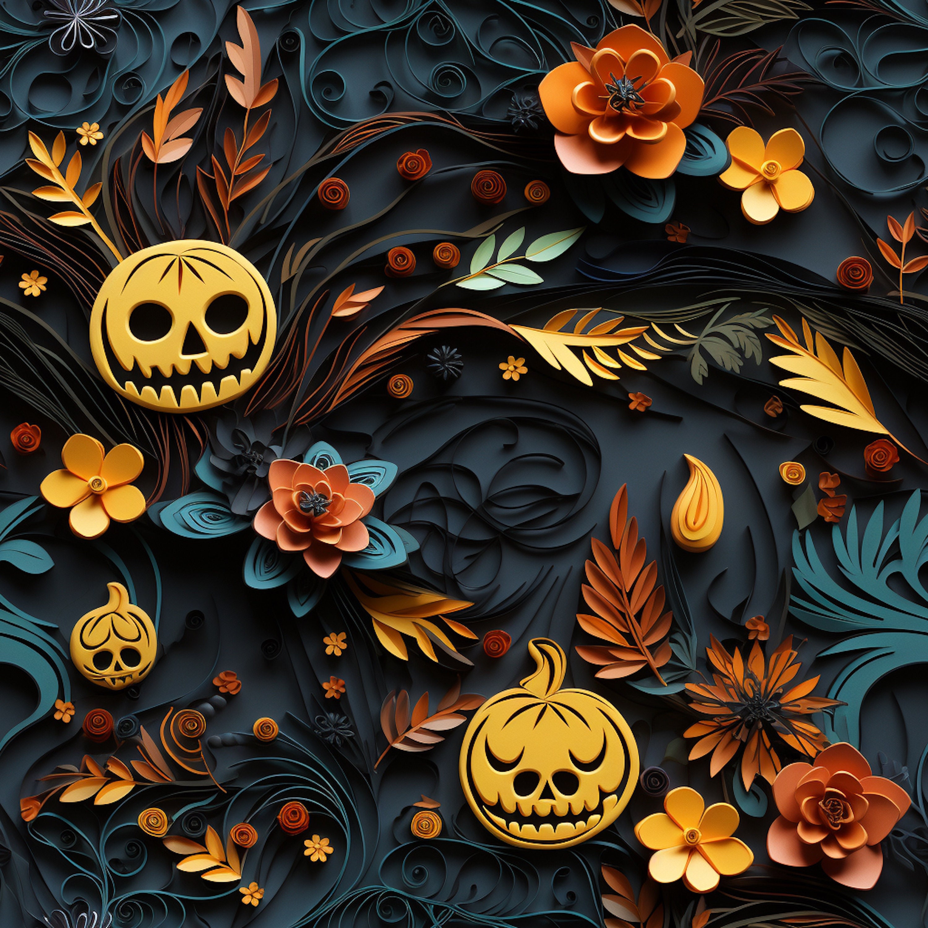 Halloween 3D Papercraft Quilling Digital Paper, Printable Pumpkin ...