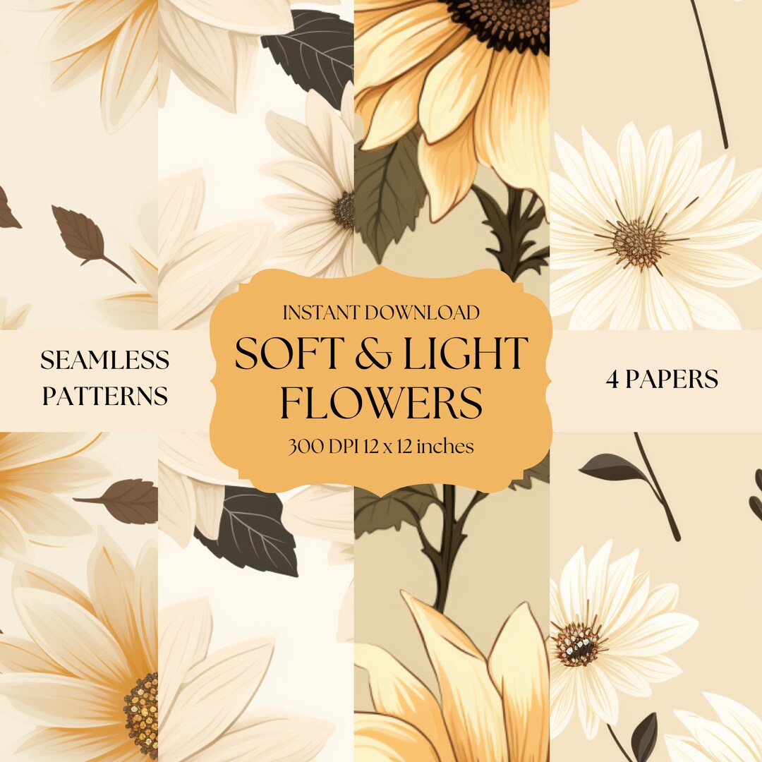 Vintage Style Watercolor Flower Digital Paper, Seamless Pattern Perfect ...