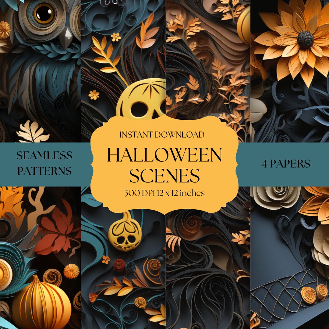 Halloween 3D Papercraft Quilling Digital Paper, Printable Pumpkin ...