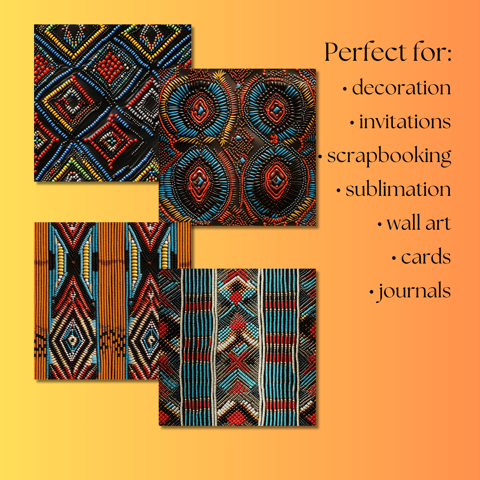 Native American Beadwork Digital Paper: 12x12 Scrapbook Designs ...