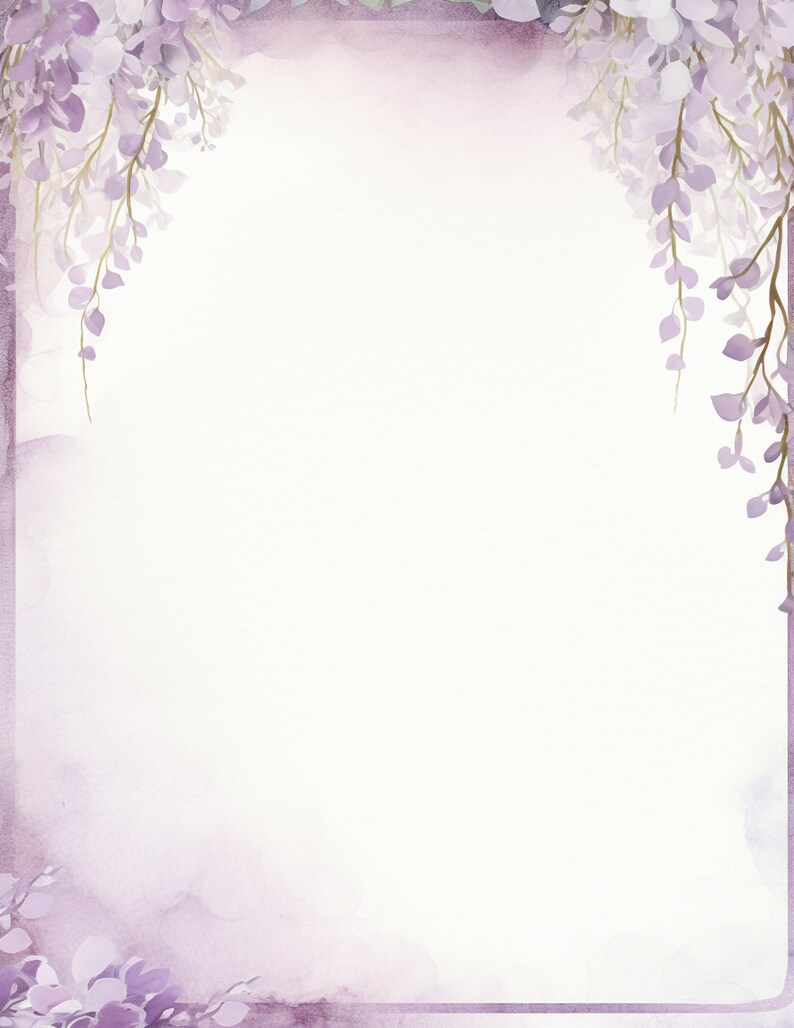 Floral Border Design Digital Paper for Letter & Note Writing 8.5x11 ...