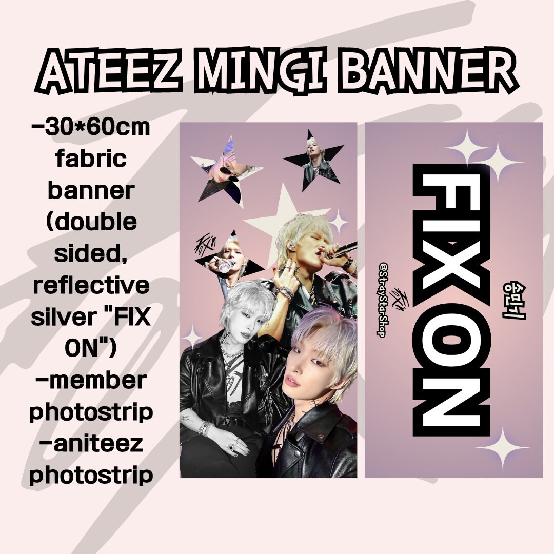 ATEEZ Mingi "fix On" Fabric Slogan Hand Banner + Cheering Kit - Etsy