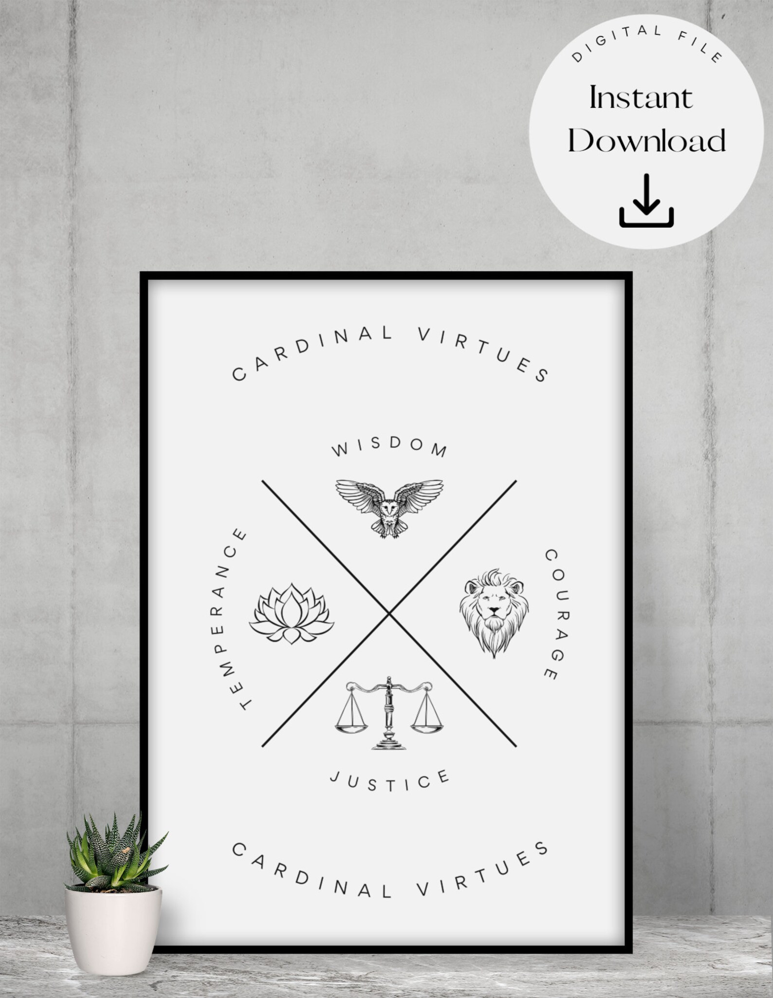 Cardinal Virtues Stoic Wall Art – Digital Download - Etsy