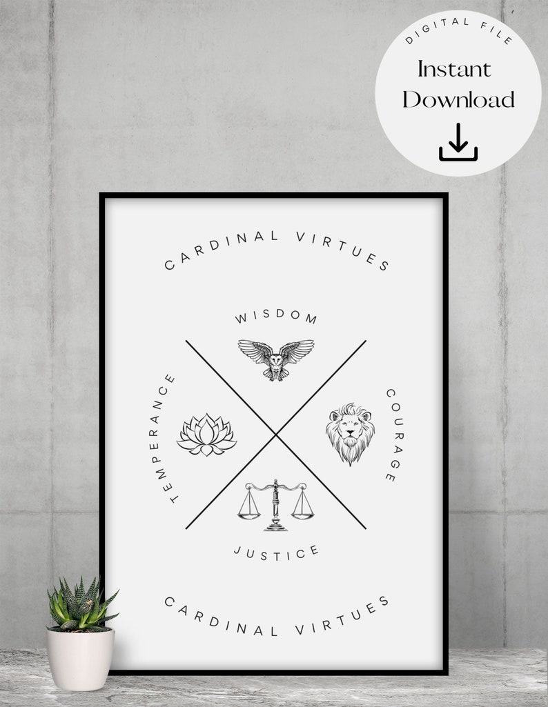 Cardinal Virtues Stoic Wall Art – Digital Download - Etsy
