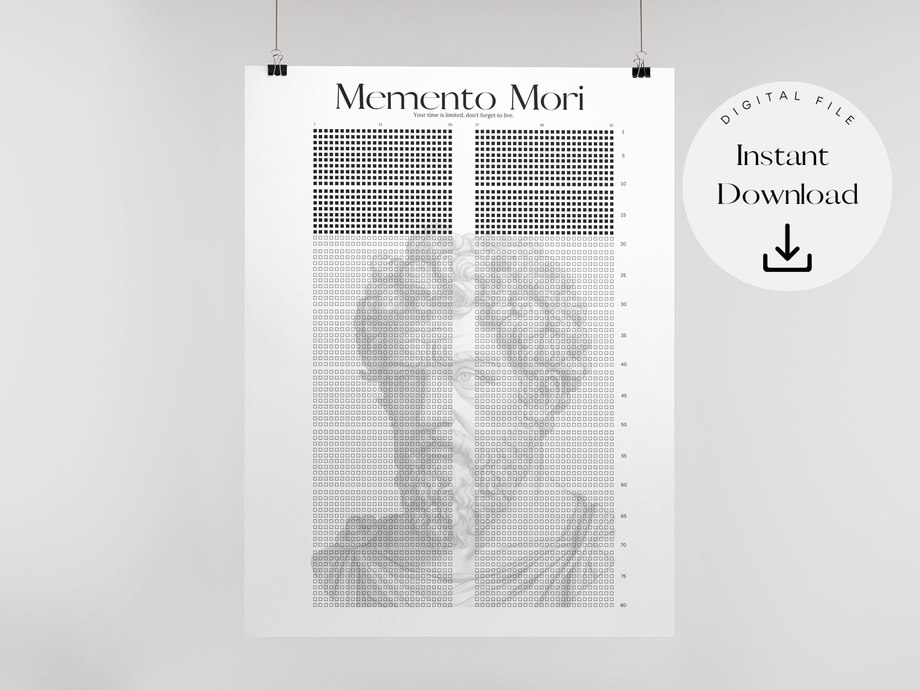 Memento Mori Calendar, Personalized Lifetime Calendar 4000 Week ...