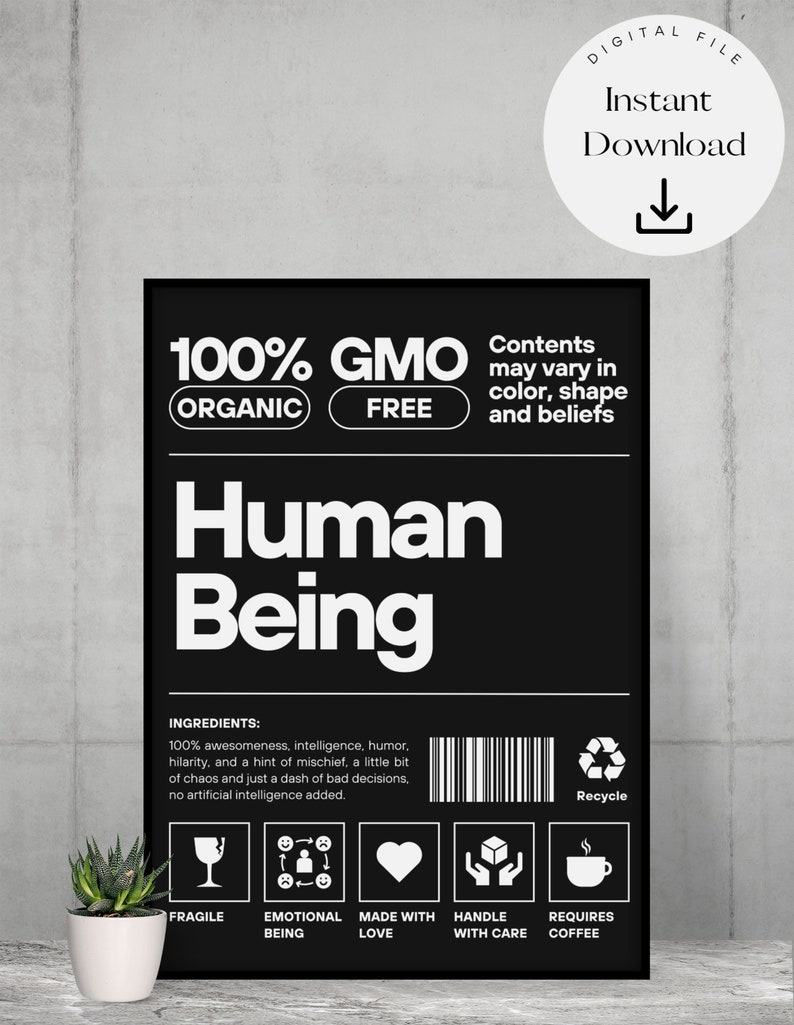 Human Label Digital Poster - Etsy