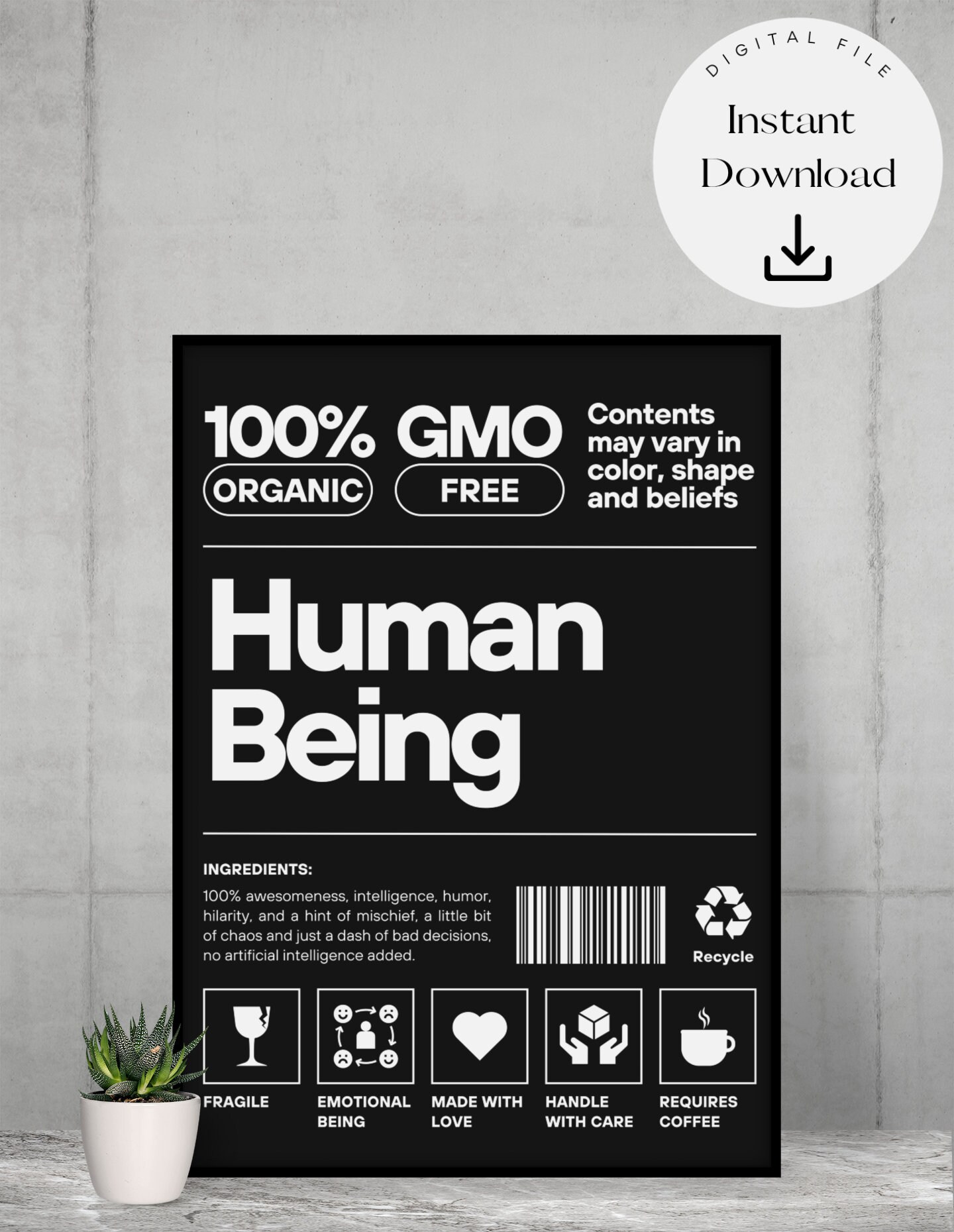 Human Label Digital Poster - Etsy