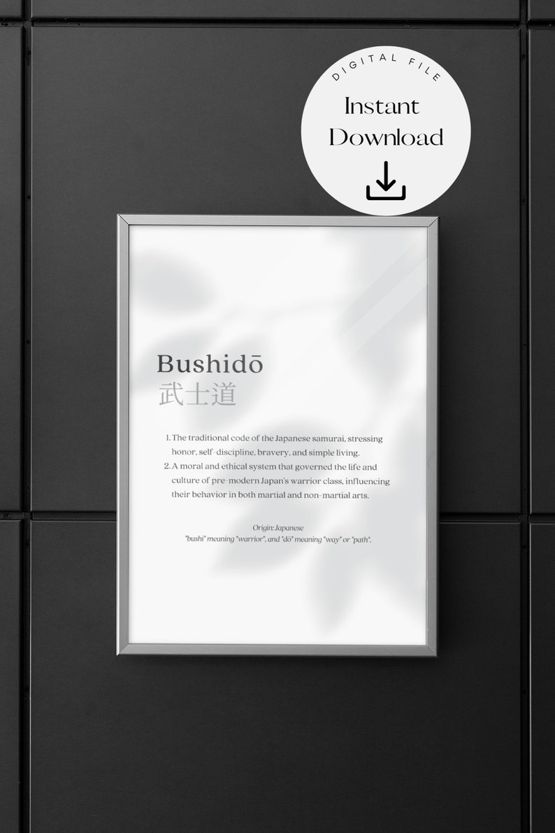 Bushido Code Print, Samurai Ethics Poster, Japanese Warrior Philosophy ...
