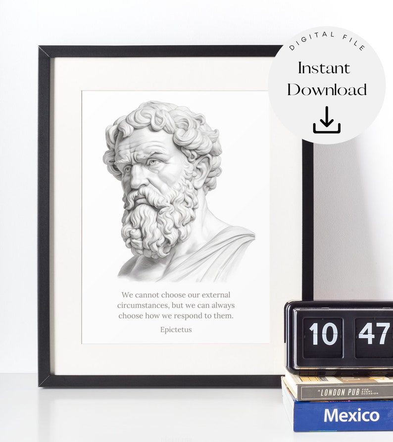 Visions of Virtue: Epictetus Pencil Style Drawing Digital Print - Etsy