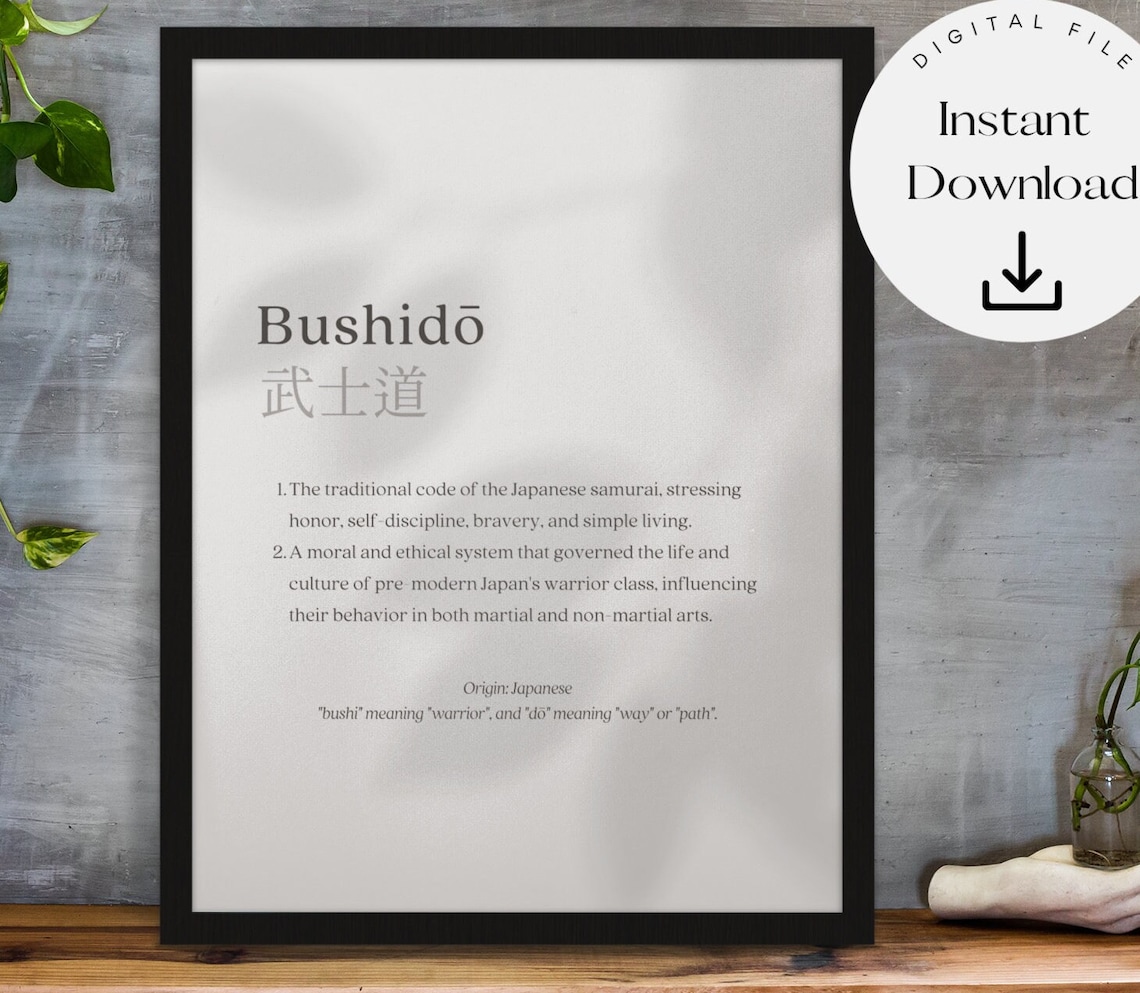 Bushido Code Print, Samurai Ethics Poster, Japanese Warrior Philosophy ...
