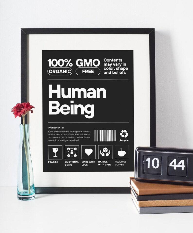 Human Label Digital Poster - Etsy