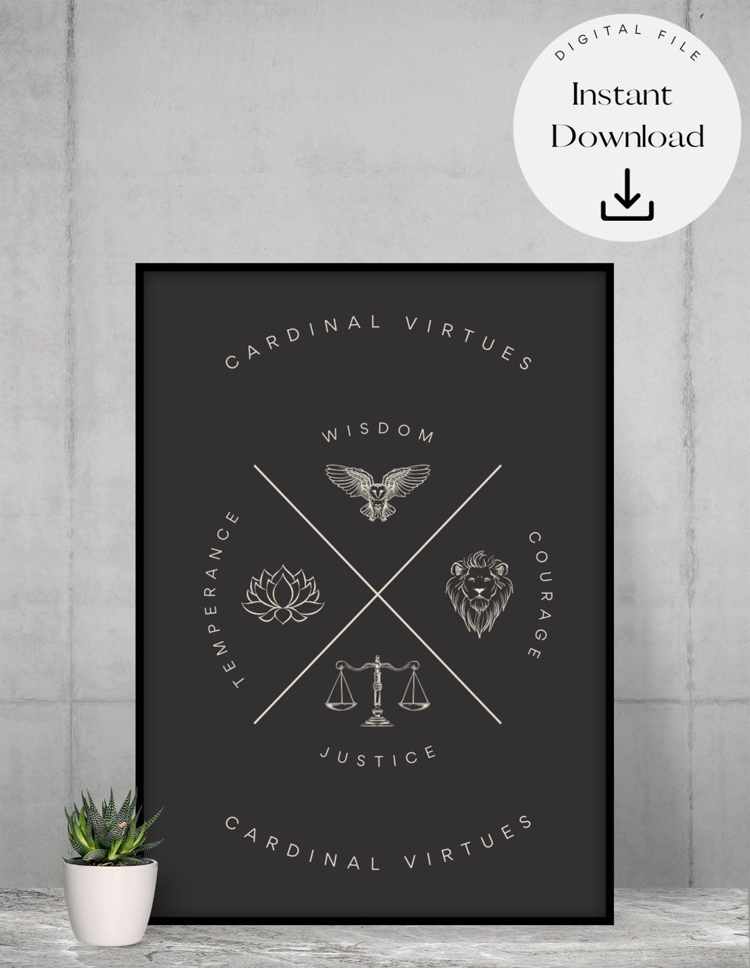 Cardinal Virtues Stoic Wall Art – Digital Download - Etsy