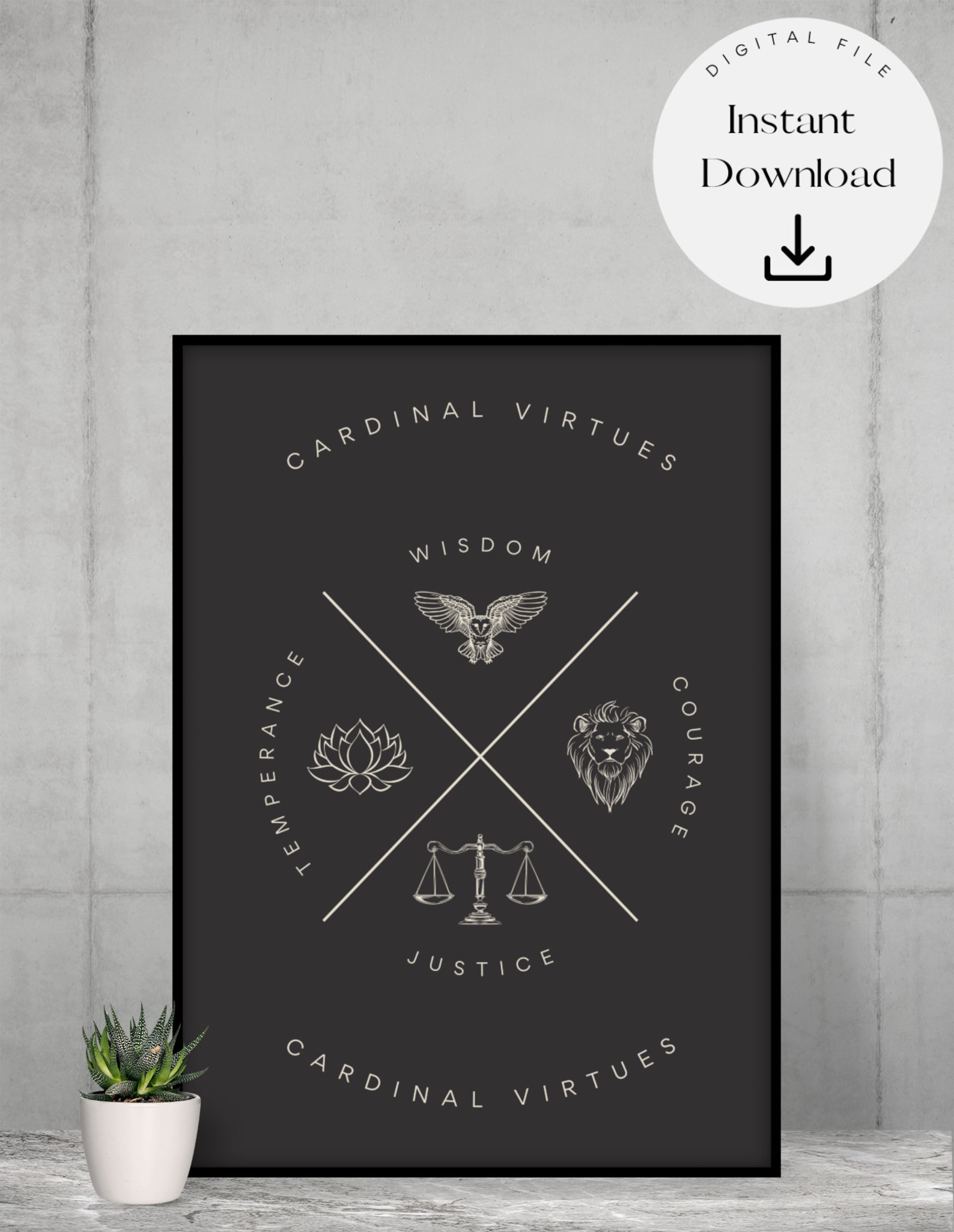Cardinal Virtues Stoic Wall Art – Digital Download - Etsy