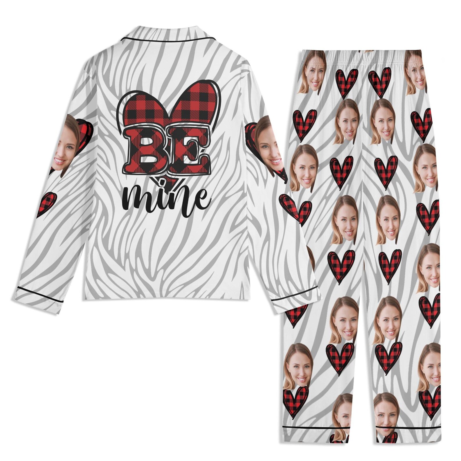 Custom Photo Pajama Set, Personalized Face Pajamas, Valentines Day Gift ...