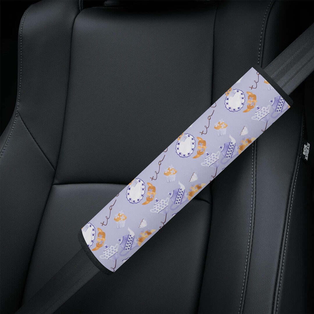 Purple Tea Party Seat Belt Cover - Cute Teacup Pastel Car Strap ...