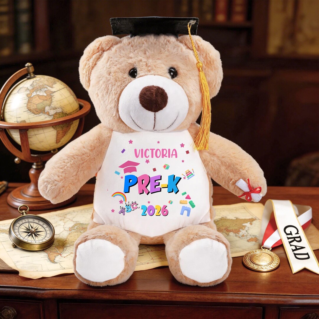 Pre-k Graduation Bear Custom Class of 2026 Preschool Gift for Kids ...