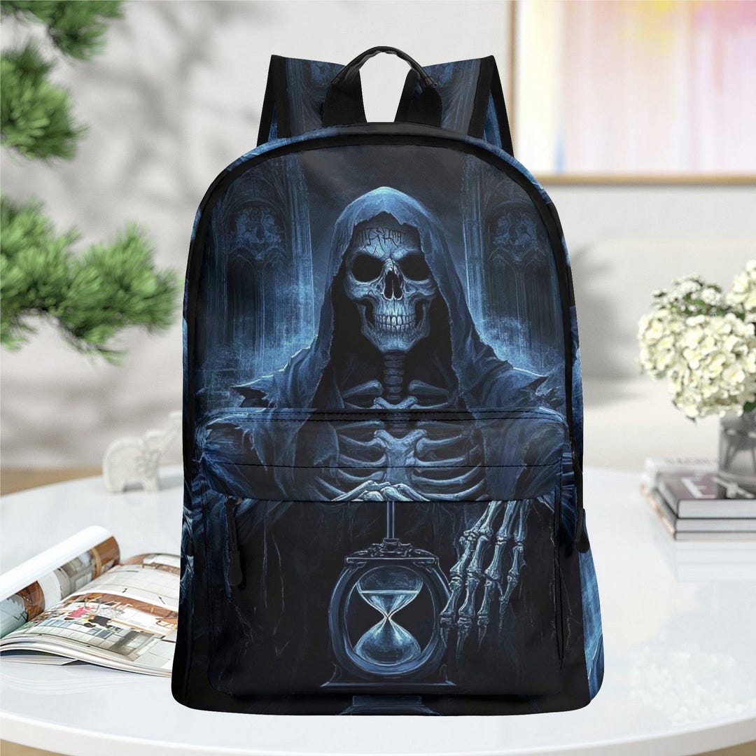 Grim Reaper Backpack Dark Fantasy School Bag Gothic Skull Bookbag Emo ...