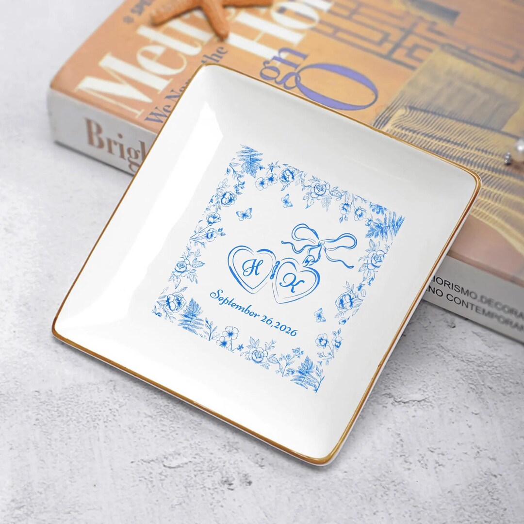 Custom Ceramic Square Appetizer Plate Personalized Wedding Date Gift ...