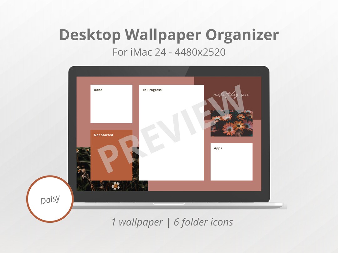 Desktop Wallpaper Organizer Imac 24 Daisy - Etsy