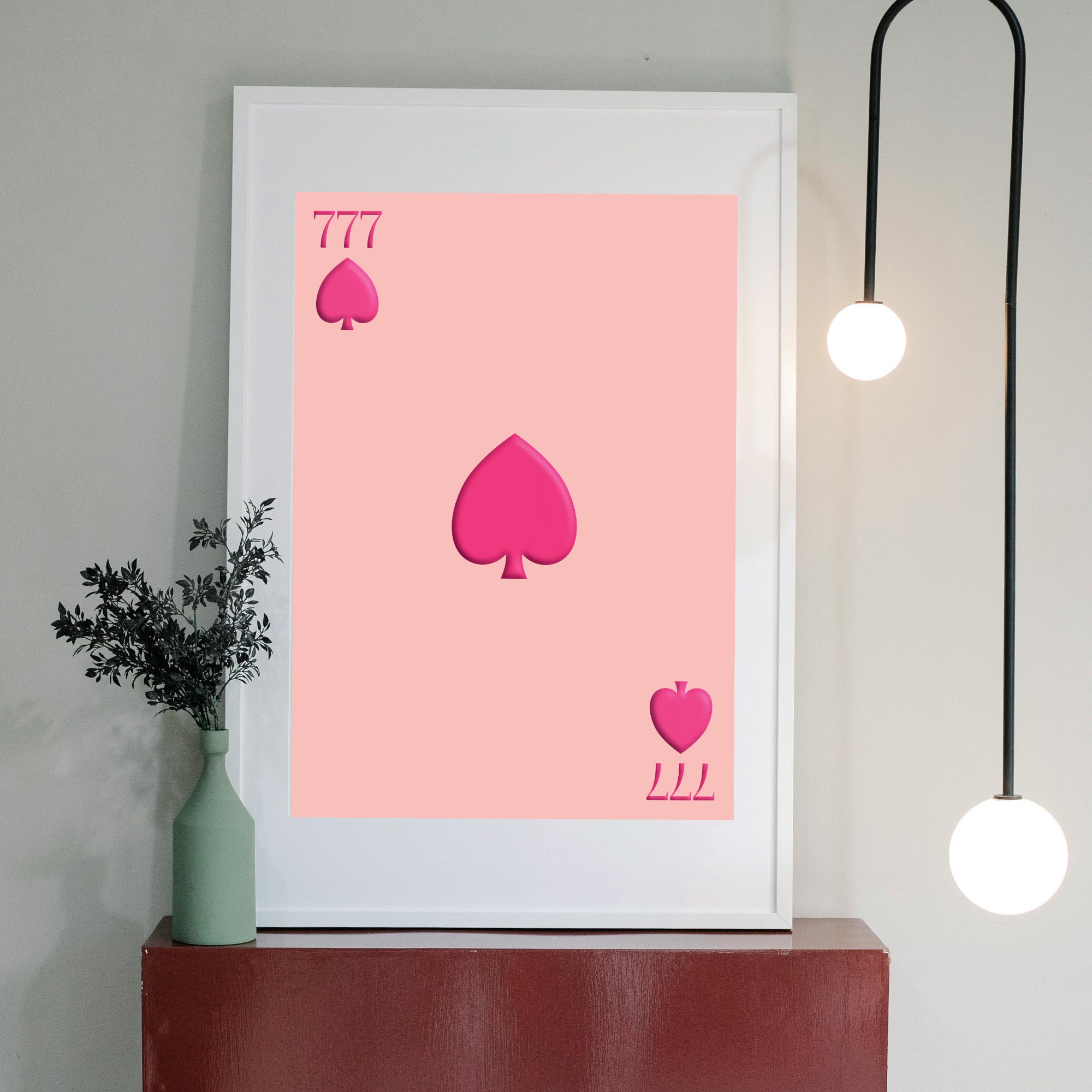 777 Pink Spade Card Wall Poster, Angel Number Card Printable Poster ...