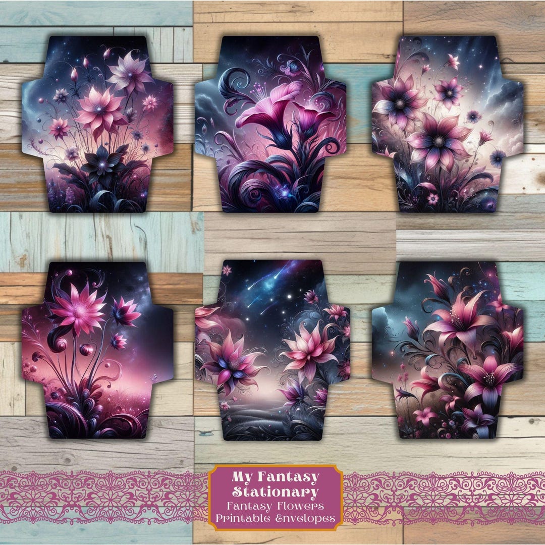 Fantasy Flowers Printable Envelopes, Digital Printable Junk Journal ...