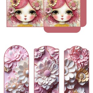 Whimsical Girls Printable Pocket and Tags, Junk Journal Ephemera ...