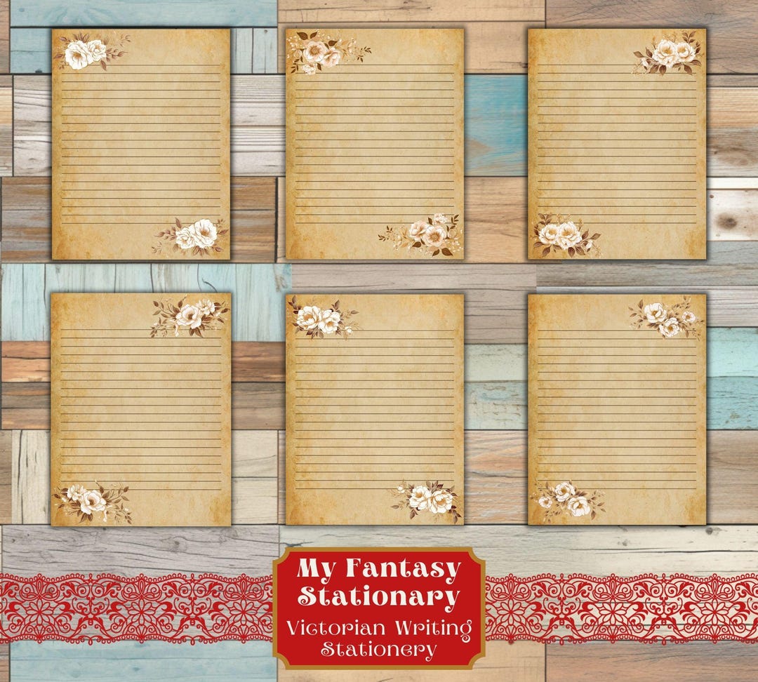Vintage Floral Stationery, Printable Lined Writing Paper (PDF Files) - Etsy