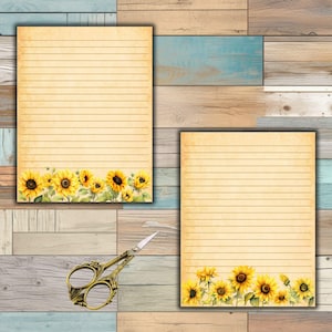 Sunflower Printable Stationery, Journaling Paper, Printable Stationery ...