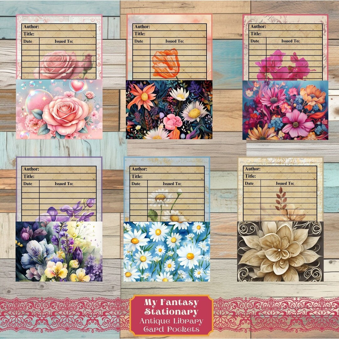 Library Pockets & Cards, Loaded Pocket Tags, Ephemera, Junk Journal ...