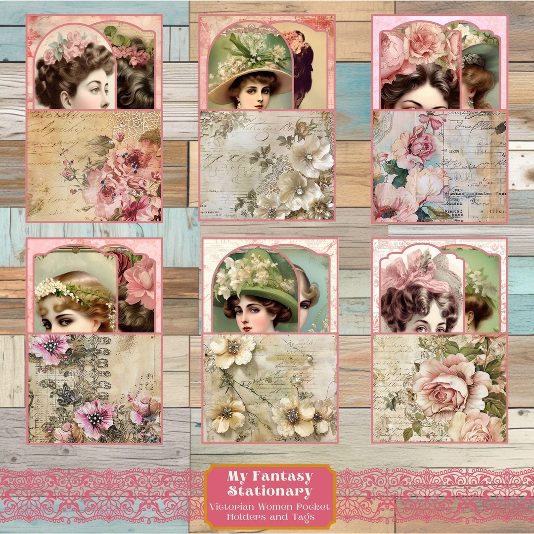 Victorian Women Printable Pockets and Tags, Junk Journal Ephemera ...