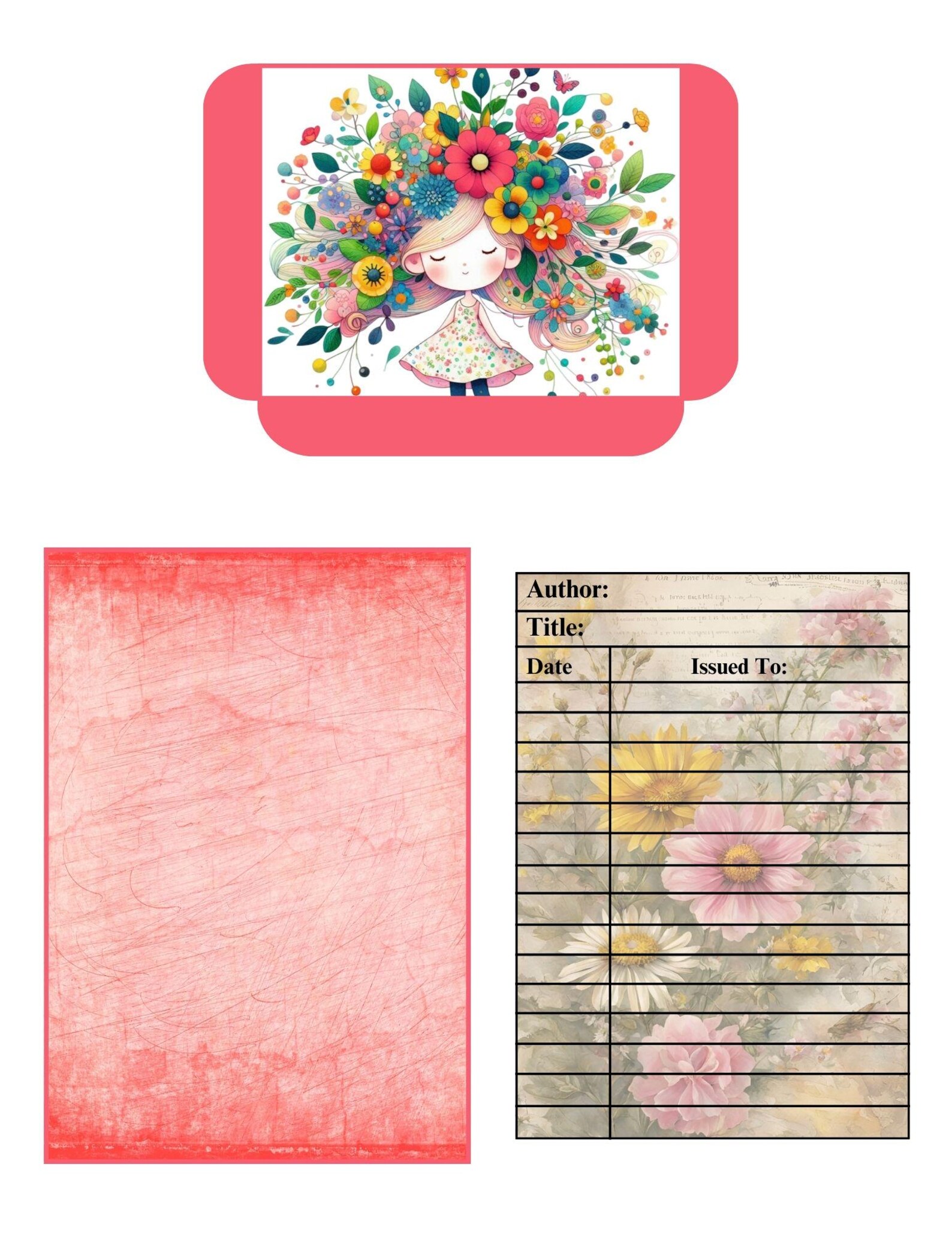 Flower Girls Library Pockets & Cards, Loaded Pocket Tags, Vintage ...