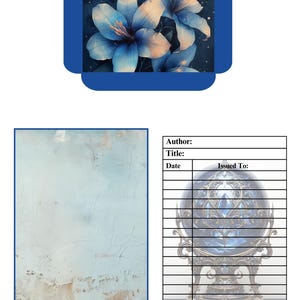 Blue Fantasy Library Pockets & Cards, Loaded Pocket Tags, Floral ...