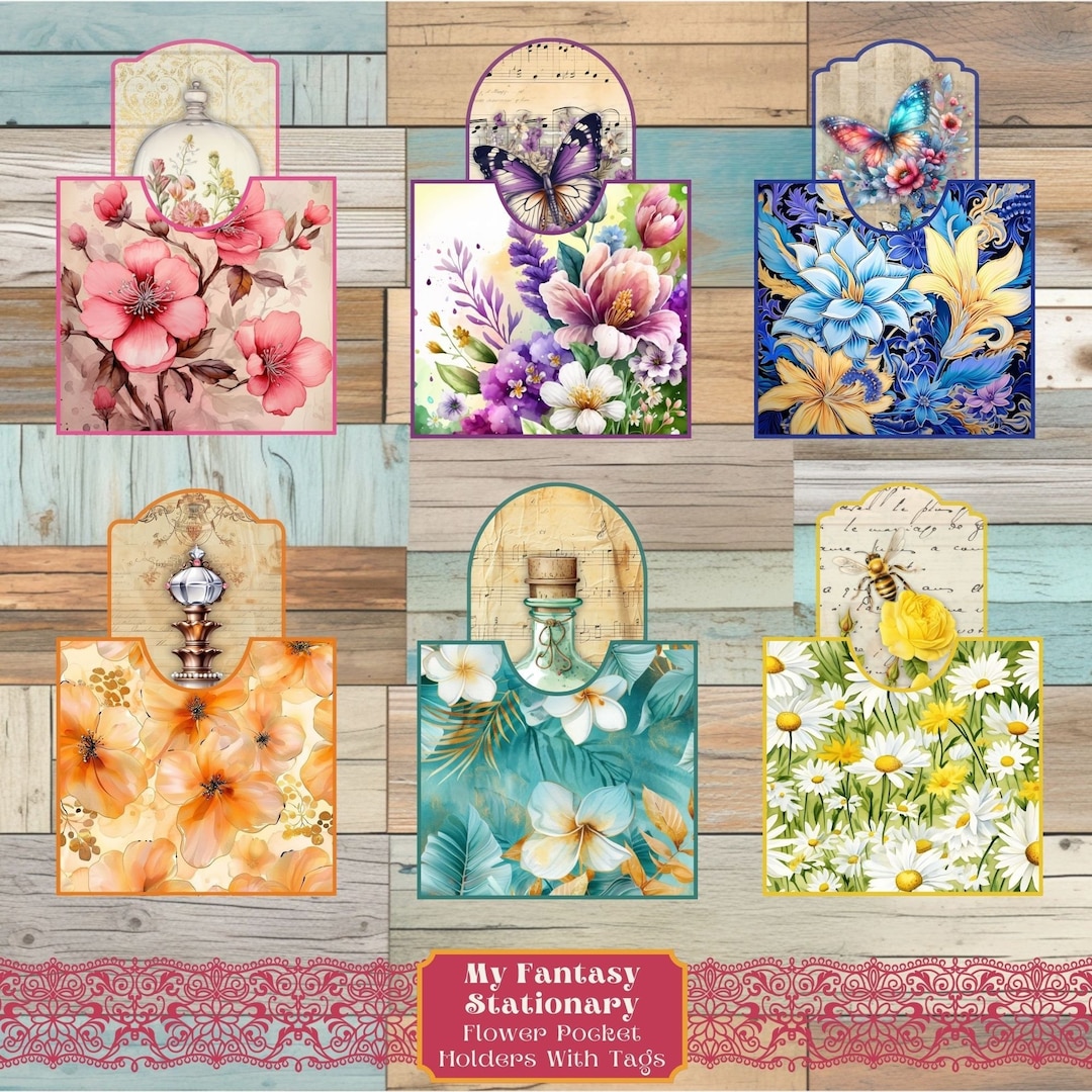 Printable Pockets and Tags, Junk Journal Ephemera, Loaded Pocket Tags ...