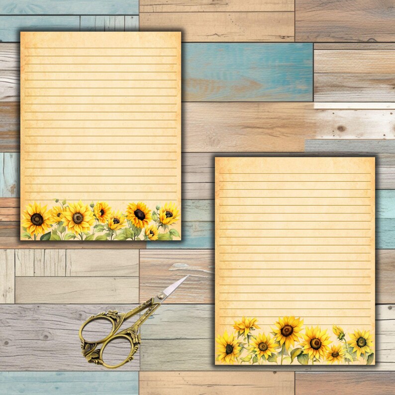 Sunflower Printable Stationery, Floral Letter Writing Paper (PDF) - Etsy