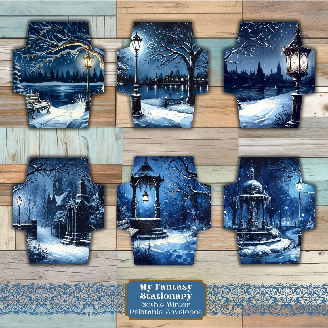 Gothic Winter Printable Envelopes, Dark Stationery Kit (digital ...