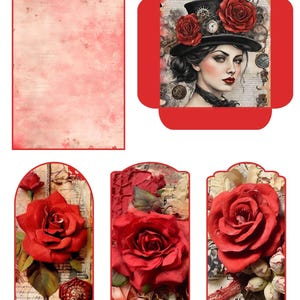 Victorian Women Printable Pockets and Tags, Loaded Pocket Tags, Junk ...