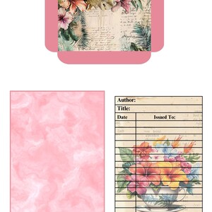 Tropical Flowers Library Pockets & Cards, Loaded Pocket Tags, Floral ...