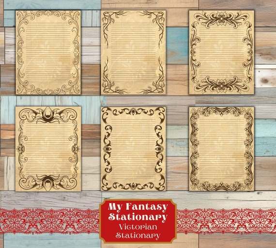 Victorian Printable Lined Stationery 48 Pack Vintage Style Lined