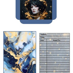 Celestial Women Library Pocket & Cards, Loaded Pocket Tags, Vintage ...