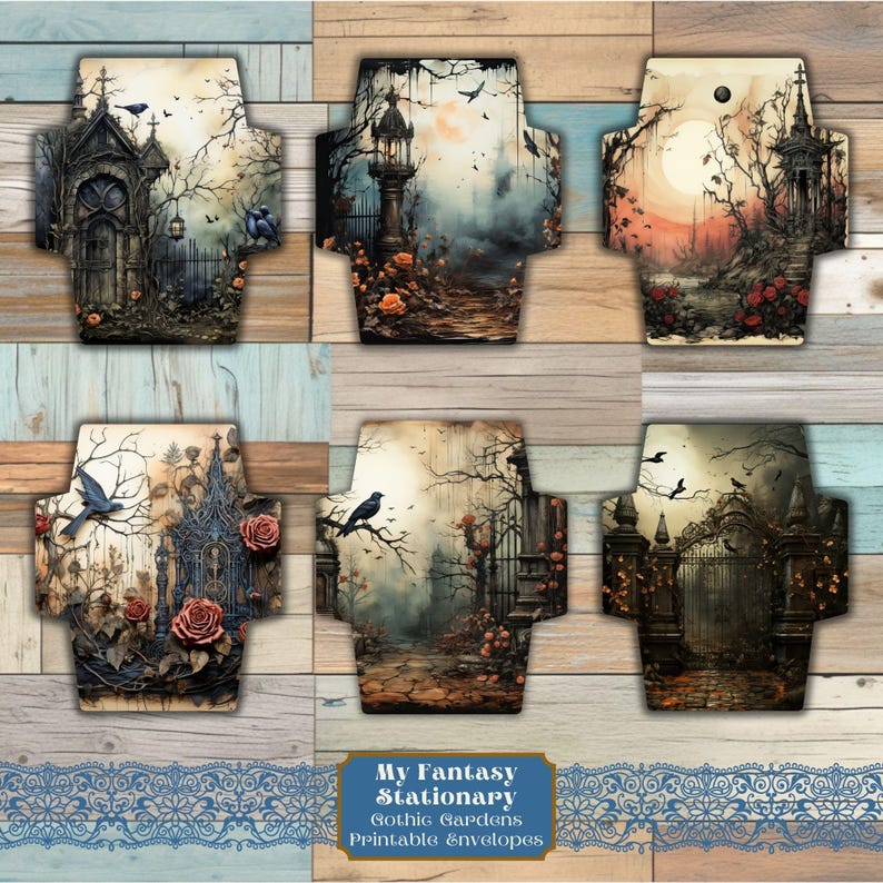 Gothic Gardens Printable Envelopes, Digital Printable Junk Journals ...