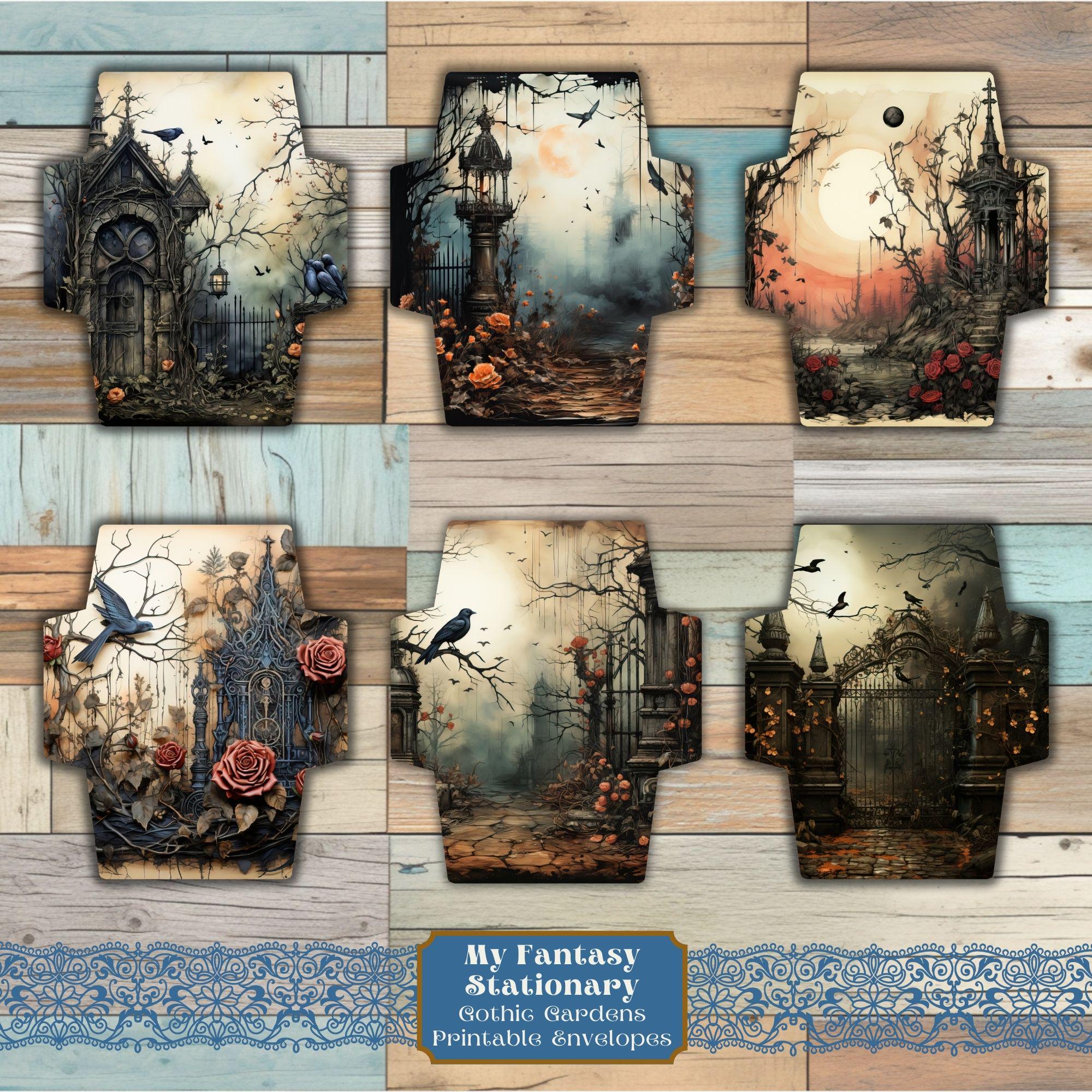 Gothic Gardens Printable Envelopes, Digital Printable Junk Journals ...