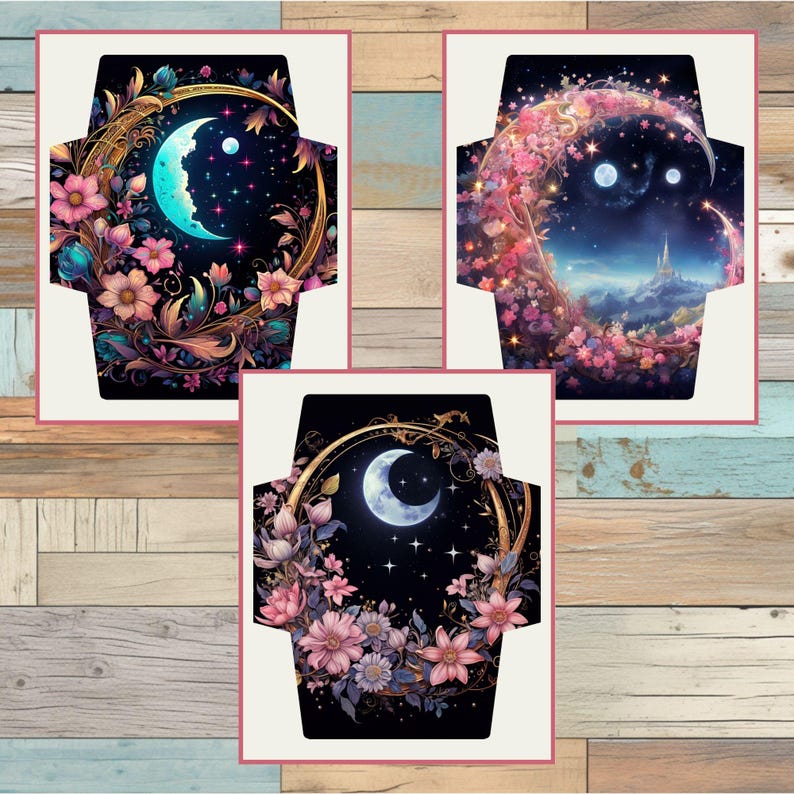 Celestial Flowers Printable Envelopes, Gothic Stationery (digital ...