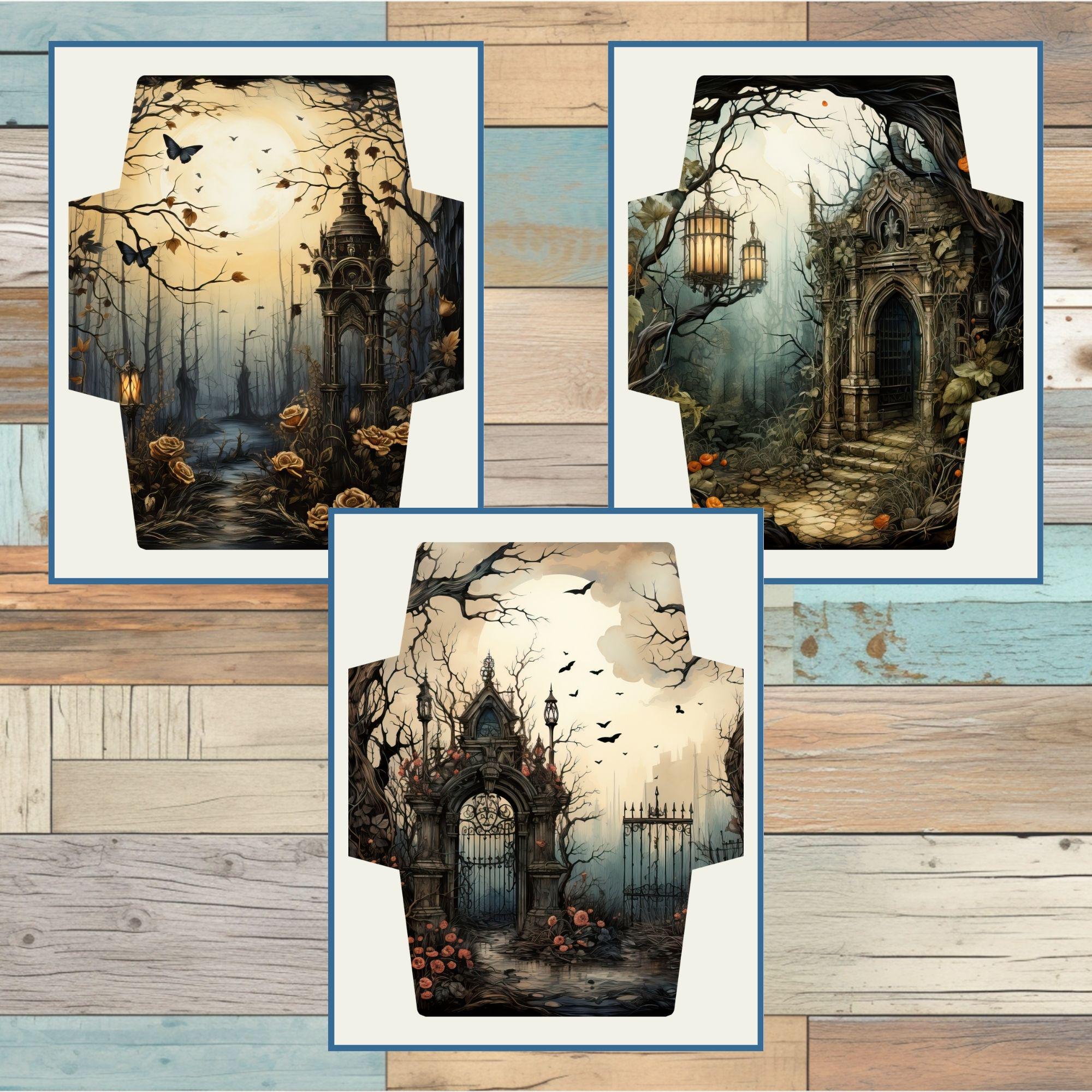 Gothic Garden Printable Envelopes, Dark Floral Stationery (digital ...